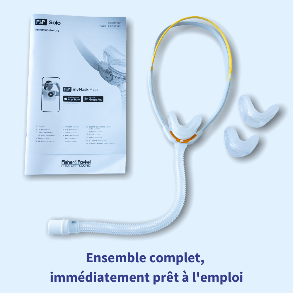 Masque PPC nasal AutoFit F&P Solo, 3 coussins de masque (S/M/L)